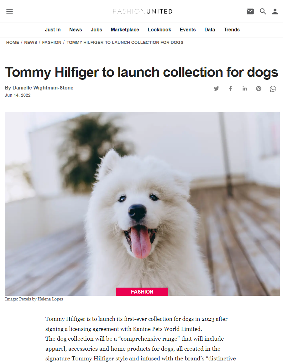 Tommy Hilfiger to launch collection for dogs – Kanine.com